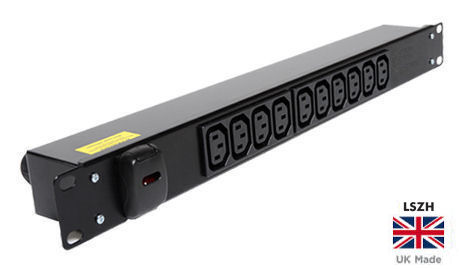 KVM Choice, UK:PDB-IEC10H13A 10 Way Horizontal C13 Socket PDU to UK Plug 1U Rackmount Power ...