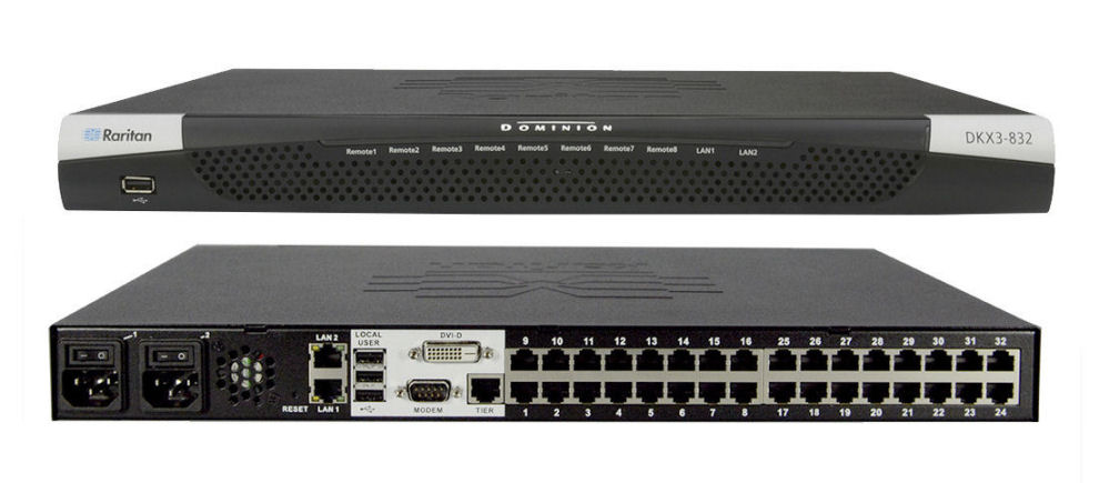 KVM Choice, UK:DKX3-432 Raritan ( Dominion KX III ) 4 IP users, 1 Local user Digital KVM 32 port ...