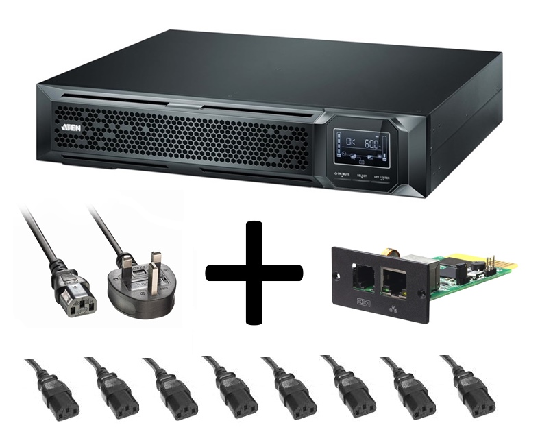PDU Choice OL2000HV-KIT10 Aten UPS 2000VA Bundle Kit with 8 x Lockable ...