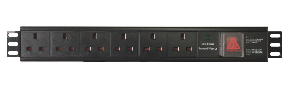 PDU Choice PDU-H-UKS-6-UKP-FIL Filtered 6 Way Horizontal UK Socket ...