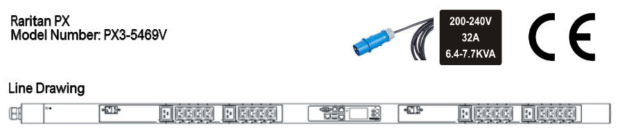 PDU Choice PX3-5469V 1PH, 230V AC, 32A, 20 outlets: 16x IEC C-13, 4x ...