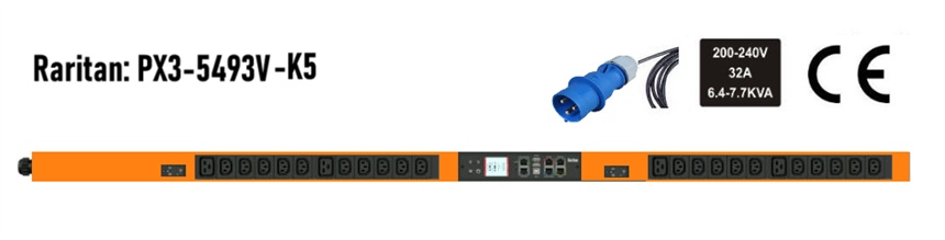 PDU Choice PX3-5493V-K5 Raritan PX3 ORANGE PDU 24 Port Remote Outlet ...