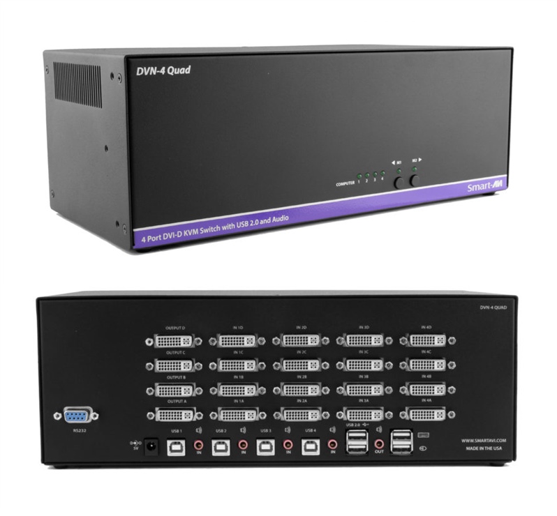 KVM Choice, UK:SmartAVI - DVN-4QUAD-S - 4 Port (4 x 4) quad-head DVI ...